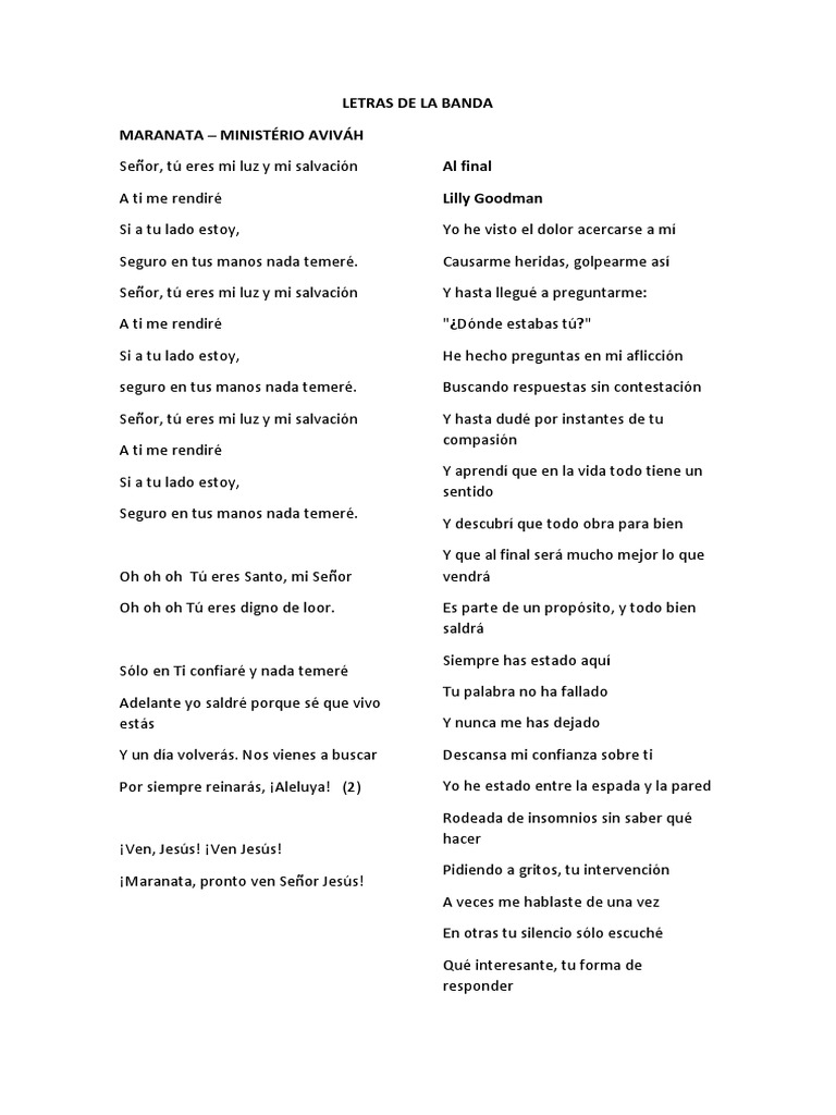 Letras de Alabanzas Cristianas | PDF | Salvación | Amor