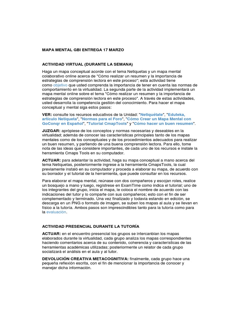Mapa Mental Gbi Entrega 17 Marzo | PDF | Comprensión lectora | Ciencia cognitiva