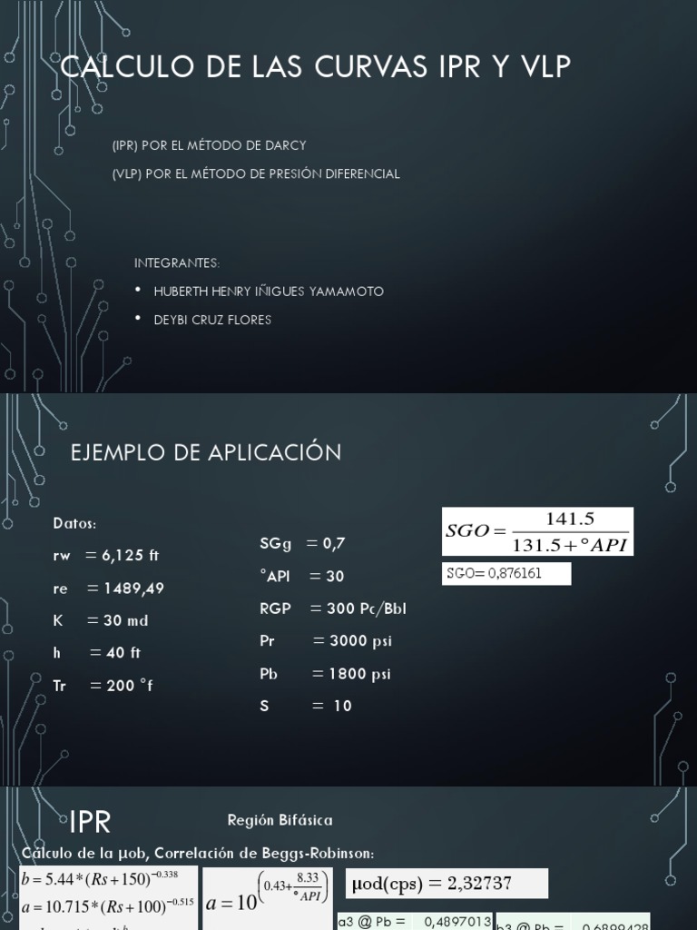 Calculo de Ipr y VLP (Iniguez y Cruz) | PDF | Mecánica de Medios ...