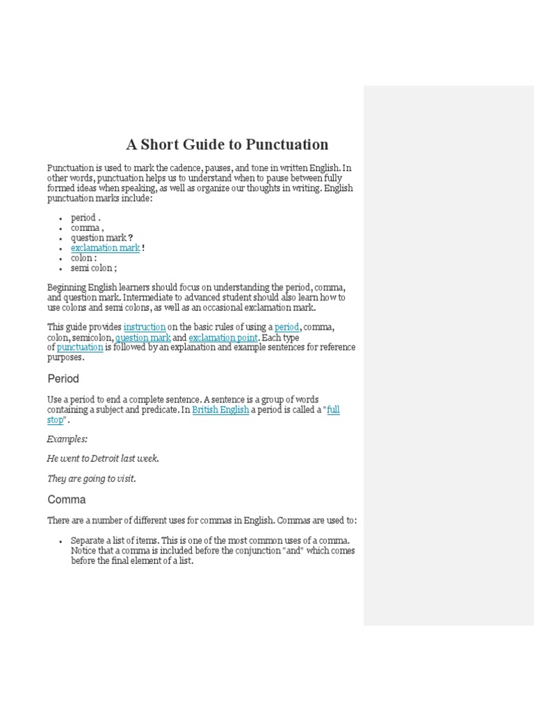 Guide To Punctuation 2019 | PDF | Punctuation | Comma