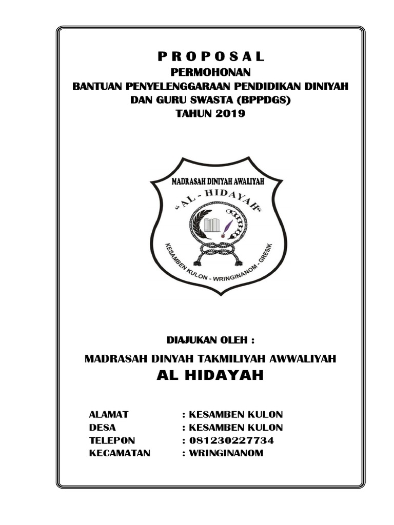 Contoh Proposal BPPDGS MDTA AL HIDAYAH 2019 | PDF