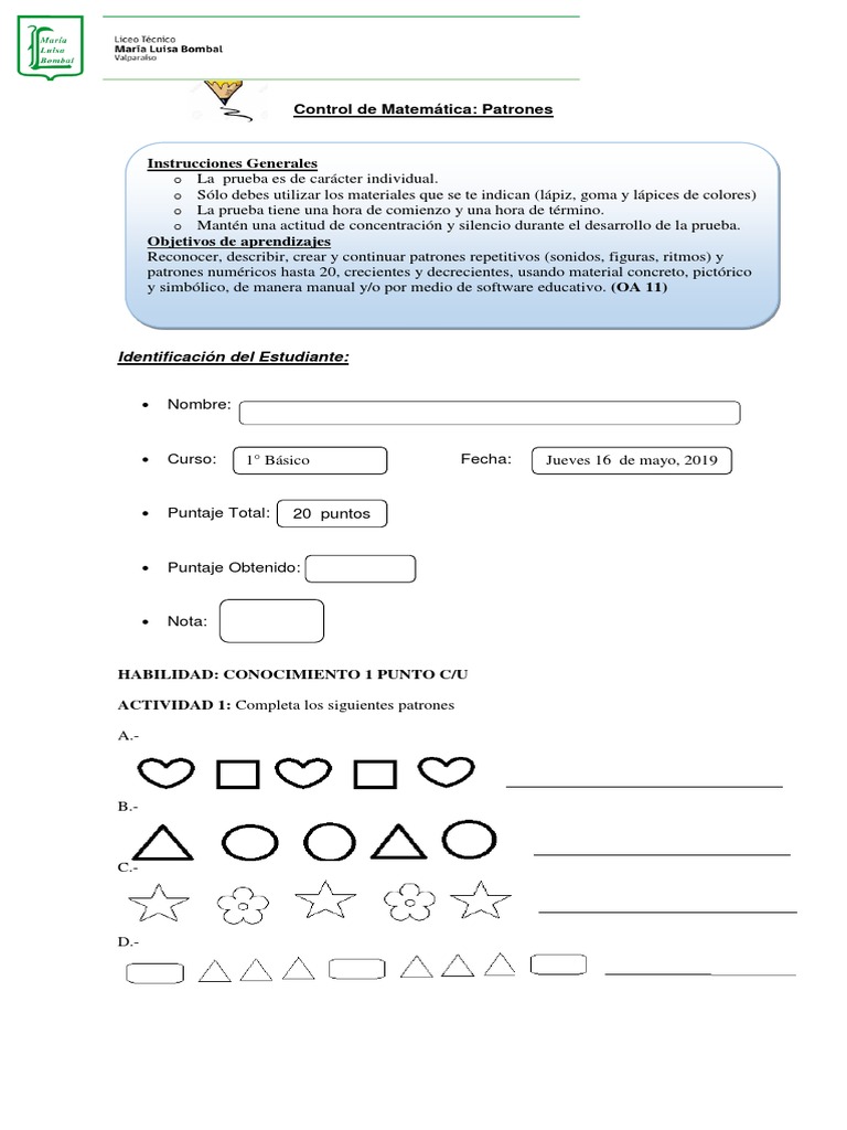 Prueba de Patrones y Secuencias | PDF