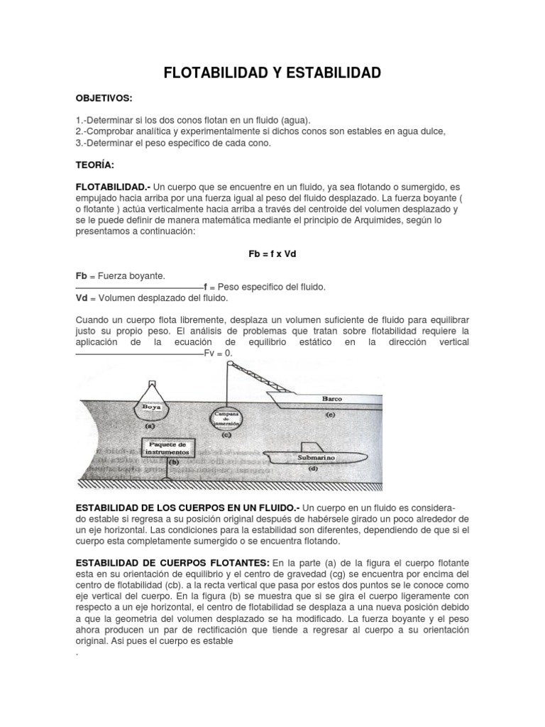 Flotabilidad y Estabilidad | PDF | Centro de masa | Masa