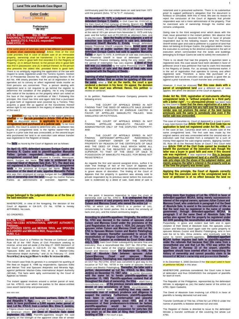 Land Title and Deeds | PDF | Real Property | Deed