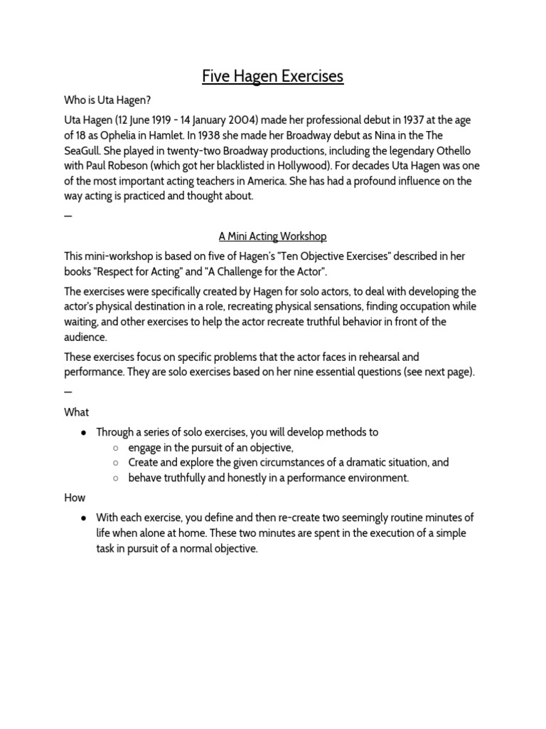 Five Hagen Exercises | PDF | Psychology | Cognition