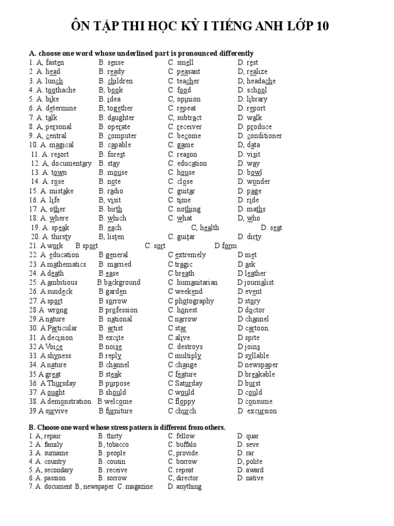 E 10 BT On Tap Phan Phat Am | PDF