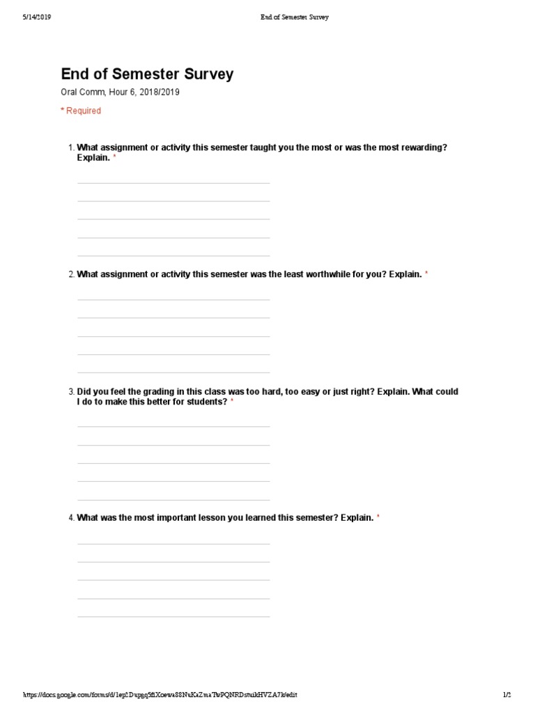 TP D End of Semester Survey - Google Forms | PDF