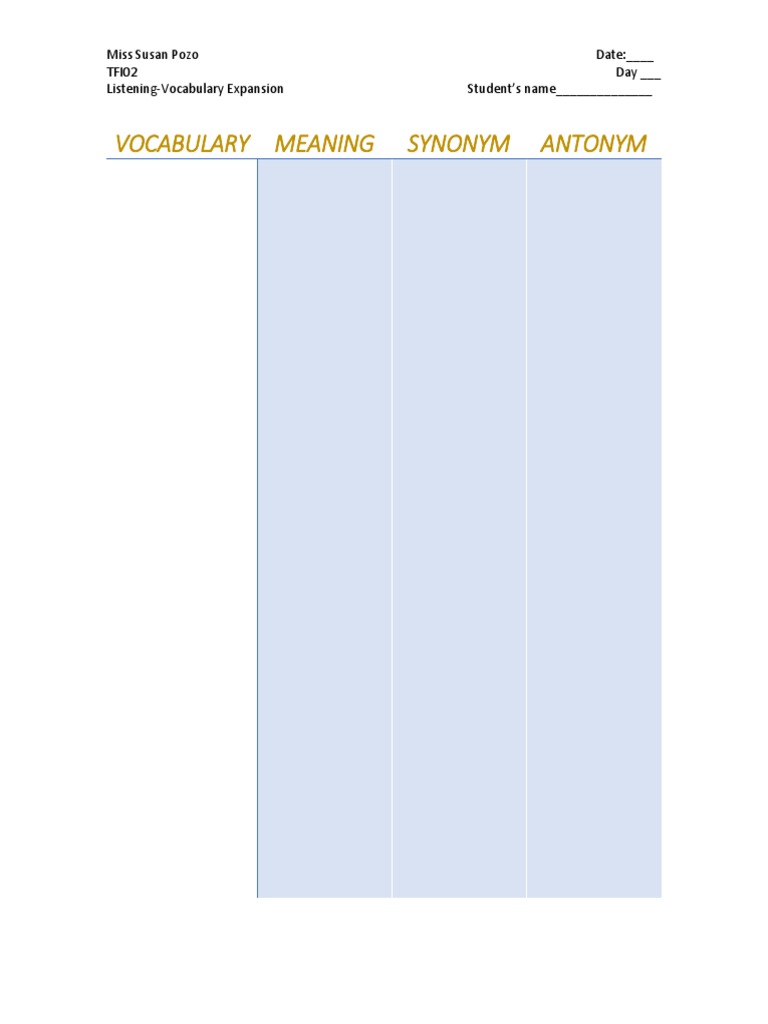 Vocabulary Expansion | PDF
