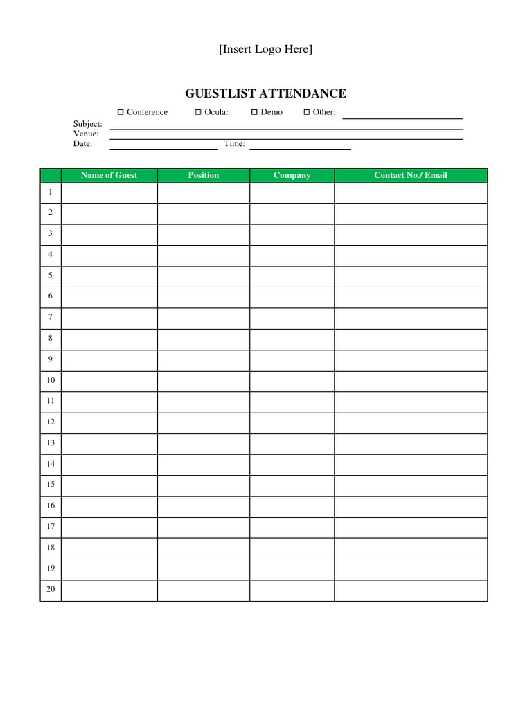 Attendance Sheet Template | PDF