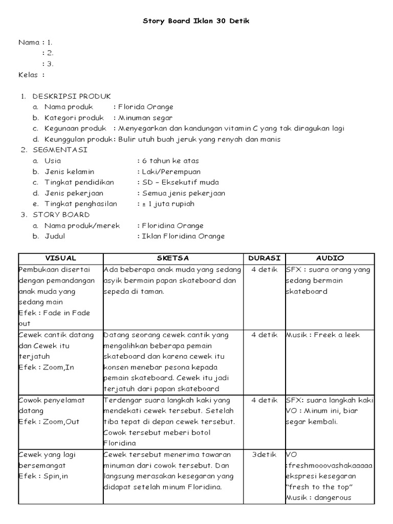 Story Board Iklan 30 | PDF