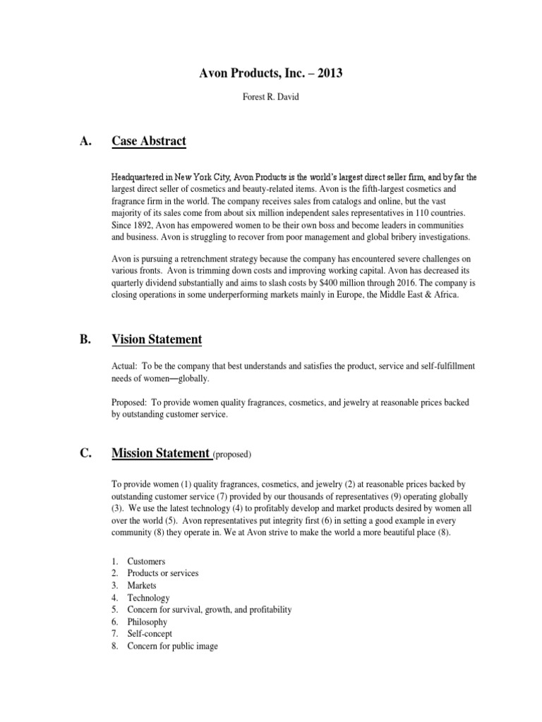 Avon Products: 2013 Business Analysis | PDF | Revenue | Equity (Finance)