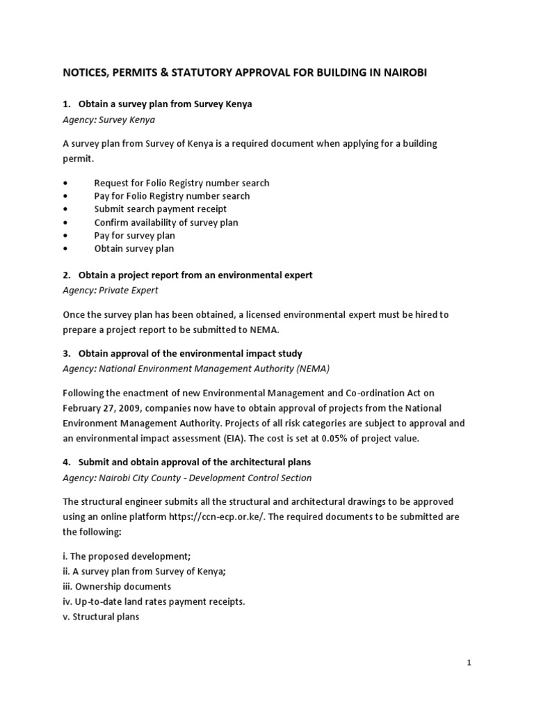 Nairobi Building Permits Guide | PDF | Architect | Environmental Impact ...