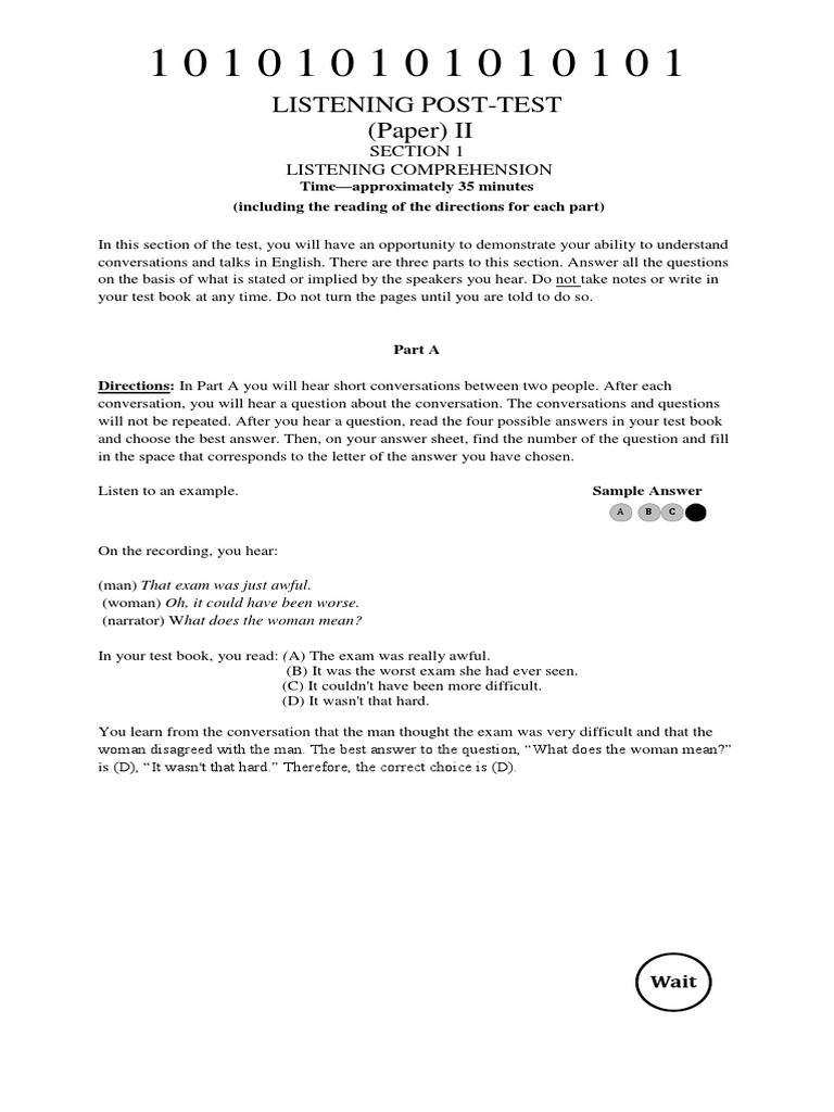 Listening Post Test Longman | PDF | Test (Assessment) | Conversation
