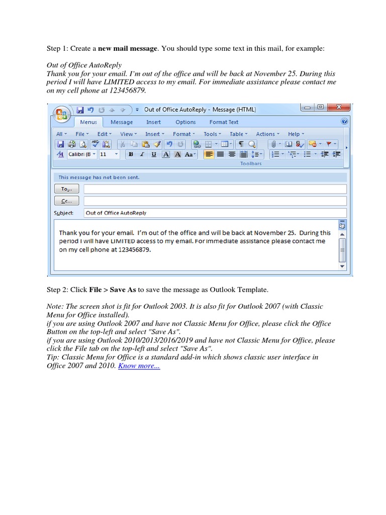 Step 1: Create A New Mail Message. You Should Type Some Text in This ...