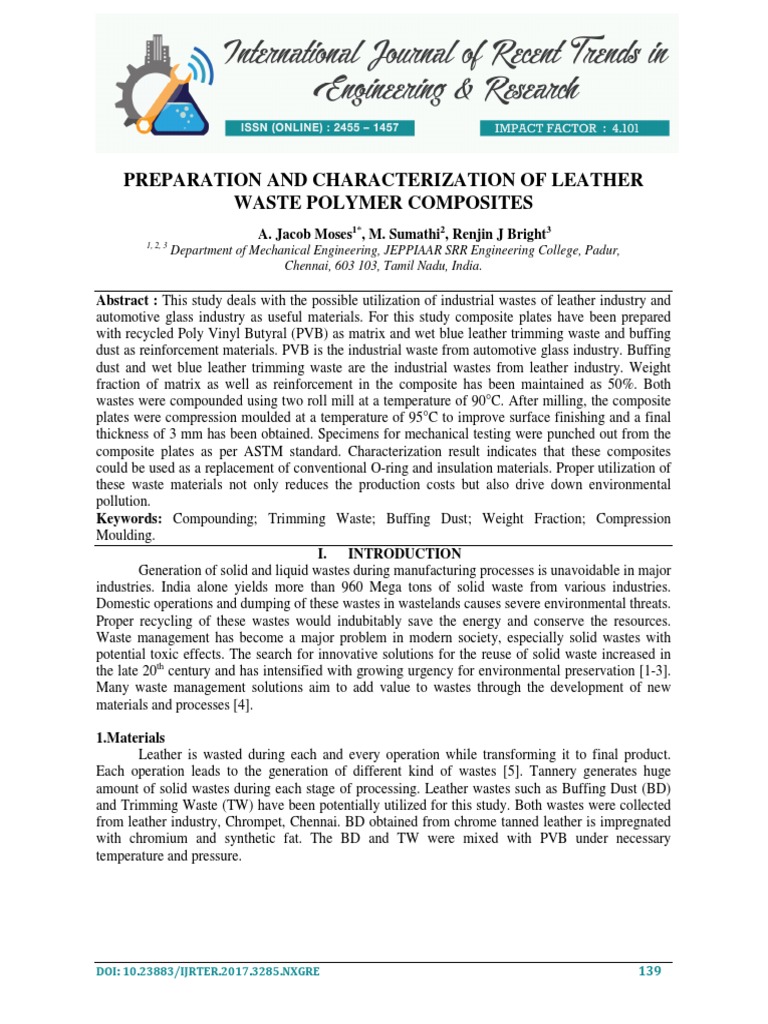 Preparation and Characterization of Leather Waste Polymer Composites ...