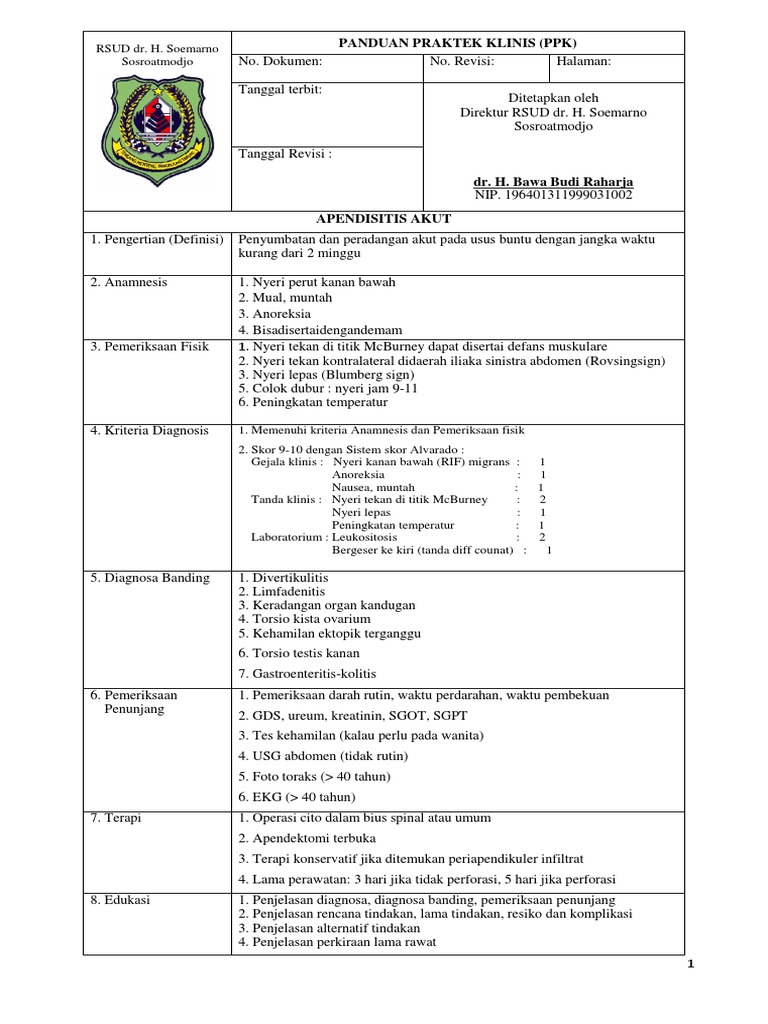 PPK CP Apendisitis Akut | PDF
