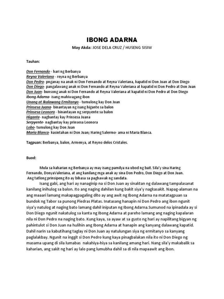 Book Report (Ibong Adarna) | PDF