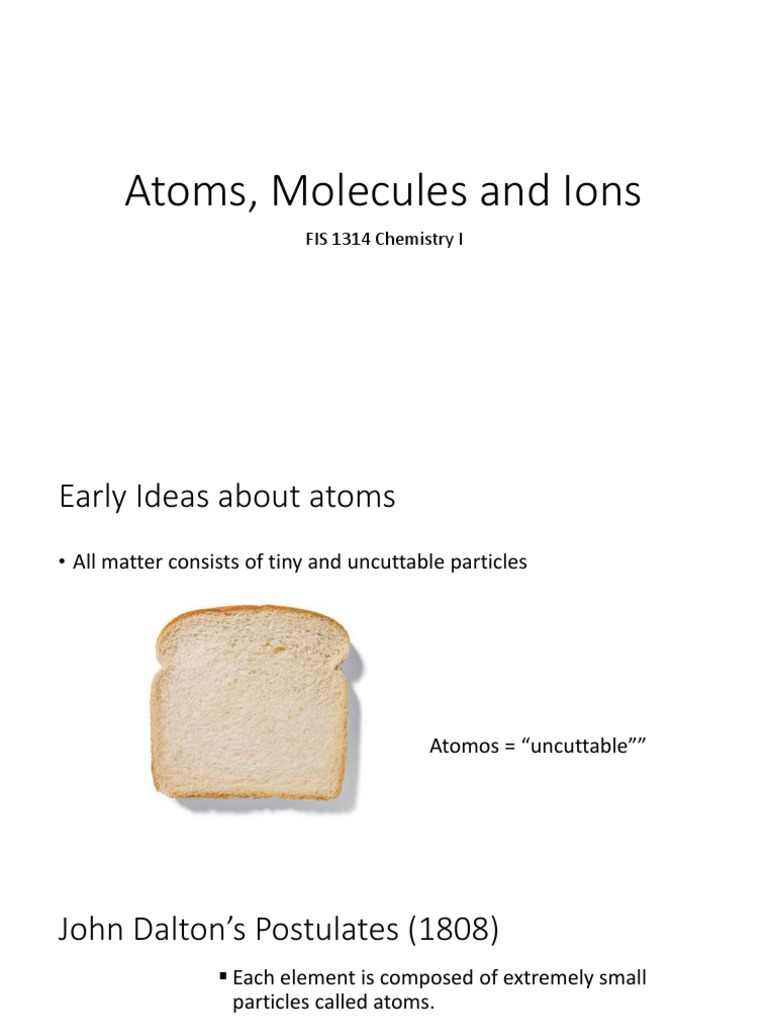 Atoms, Molecules and Ions (Slides) | PDF | Ion | Isotope