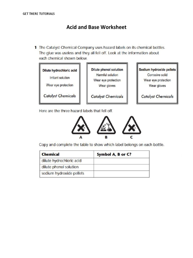 Acid and Base Worksheet Guide | PDF