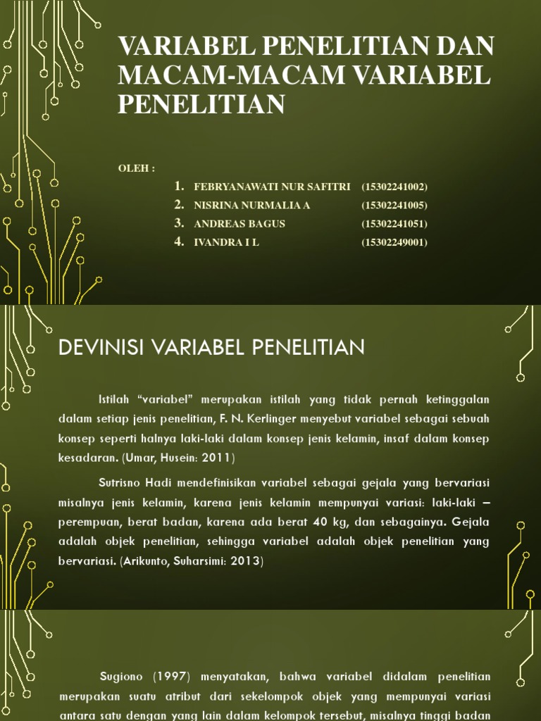 Jenis dan Tipe Variabel Penelitian | PDF | Karier & Perkembangan ...
