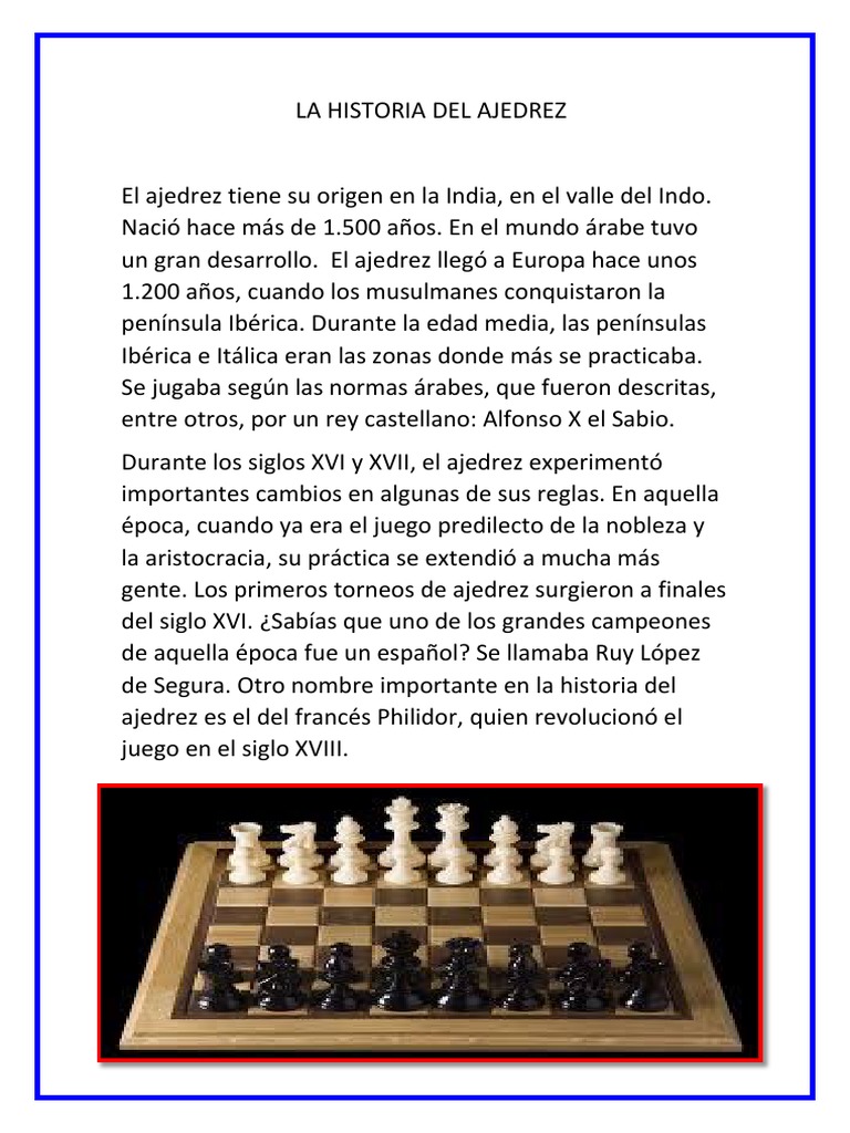 La Historia Del Ajedrez | PDF | Gimnasia | Aperturas de ajedrez