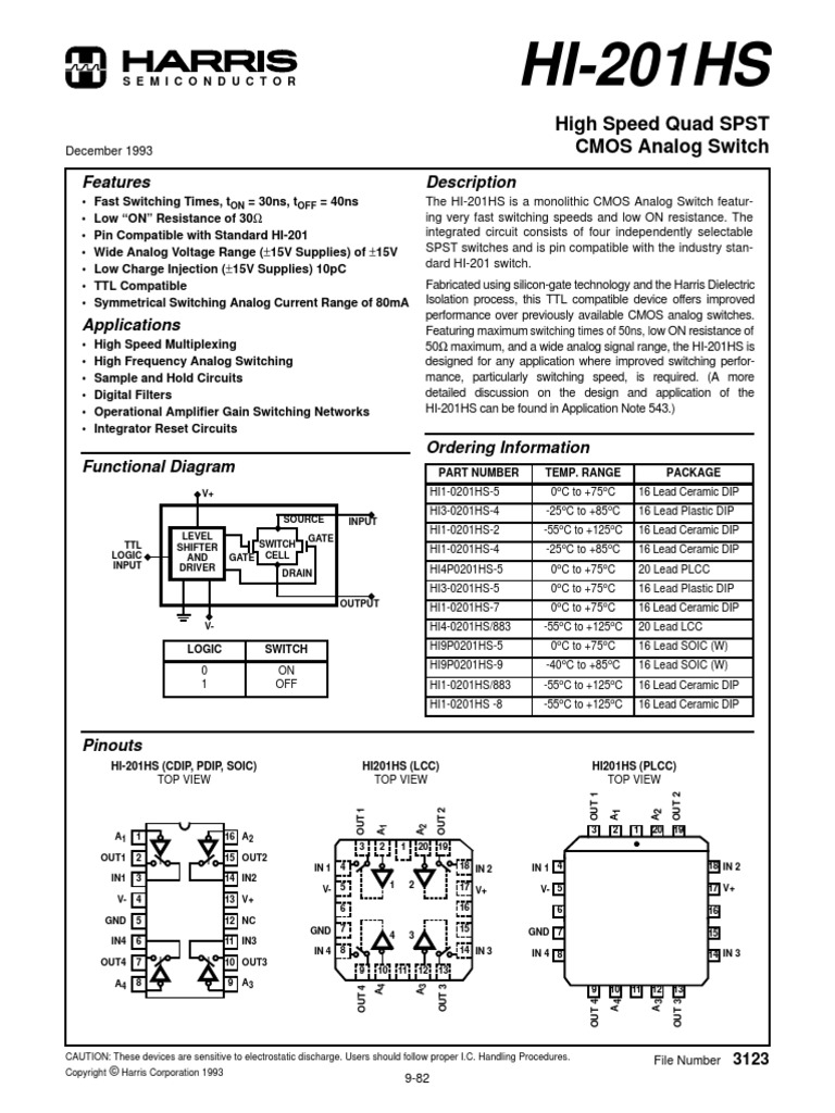 HI-201HS: Features Description | PDF | Cmos | Analogue Electronics