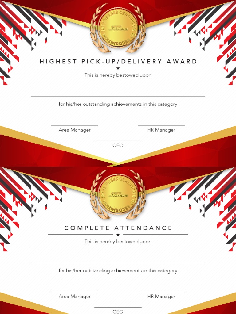 Highest Pick-Up/Delivery Award: This Is Hereby Bestowed Upon | PDF