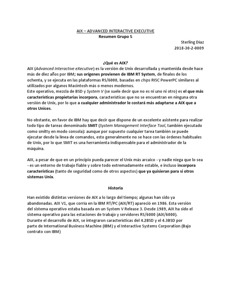 AIX Operating System | PDF | Arquitectura de Computadores | Informática