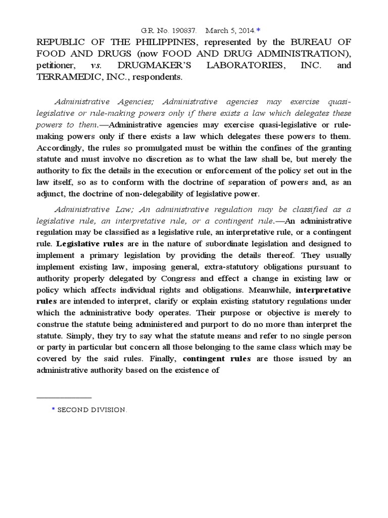 Republic V Drugmaker's Laboratories, Inc | PDF | Food And Drug ...