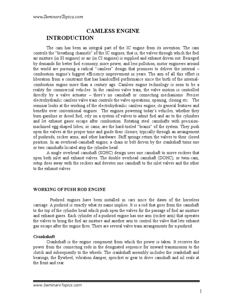 Camless Engines: A New Era | PDF | Internal Combustion Engine | Pump