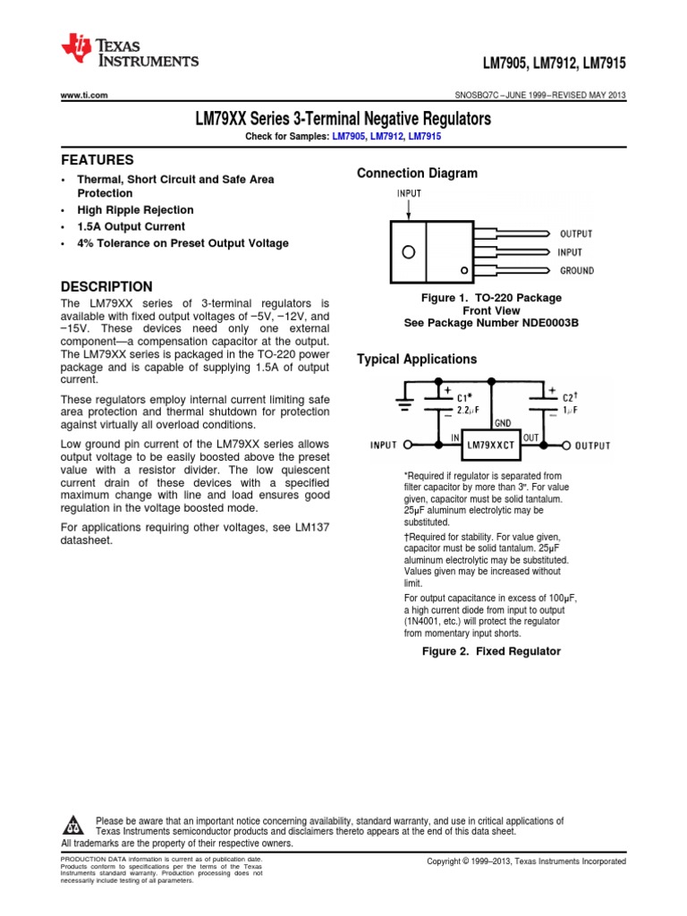LM79XX Series 3-Terminal Negative Regulators: Features | PDF ...