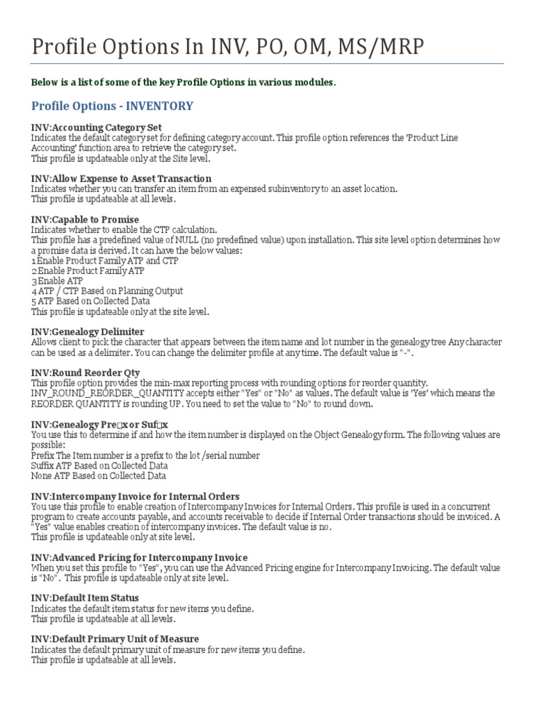 Oracle SCM Profile Options | Download Free PDF | Exchange Rate | Credit ...