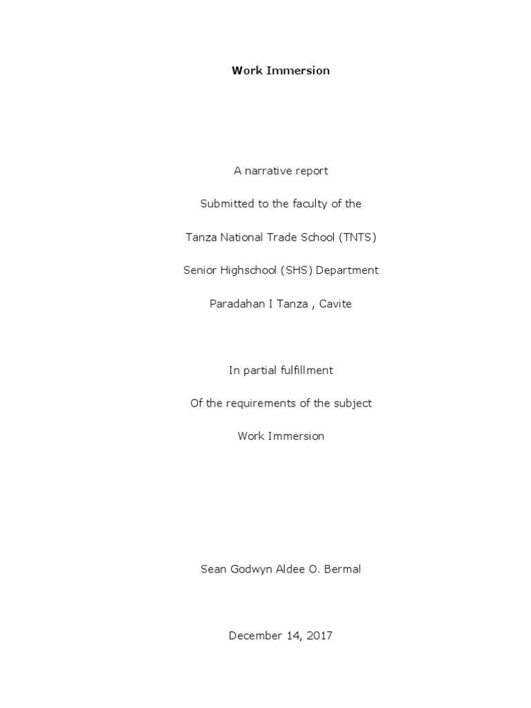 Work Immersion 3 | PDF | Food And Drink