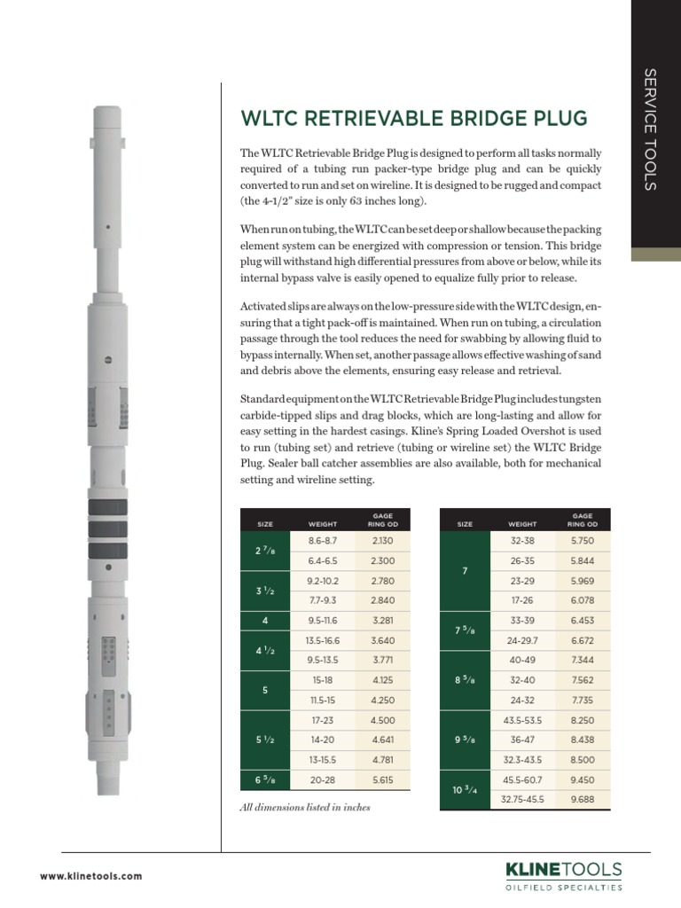 WLTC Retrievable Bridge Plug Overview | PDF | Pipe (Fluid Conveyance ...
