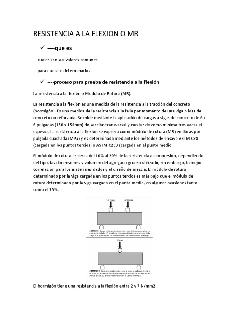 La Resistencia A La Flexión o Modulo de Rotura | PDF | Hormigón ...