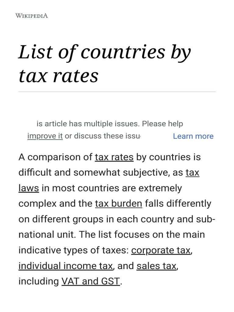 List of Countries by Tax Rates | PDF | Value Added Tax | Tax Rate