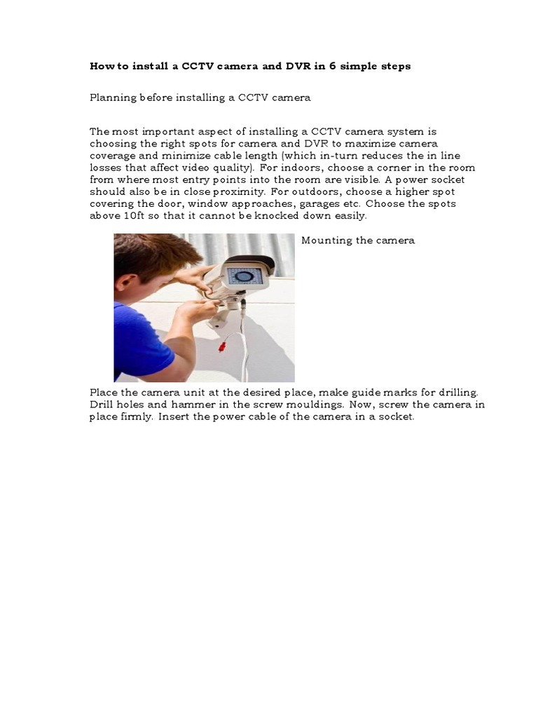 How To Install A CCTV Camera and DVR in 6 Simple Steps | PDF | Random ...