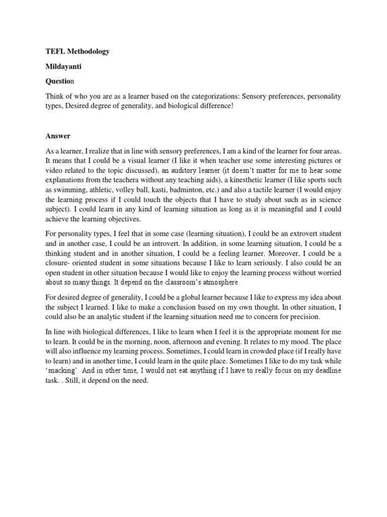 TEFL Methodology Mildayanti | PDF