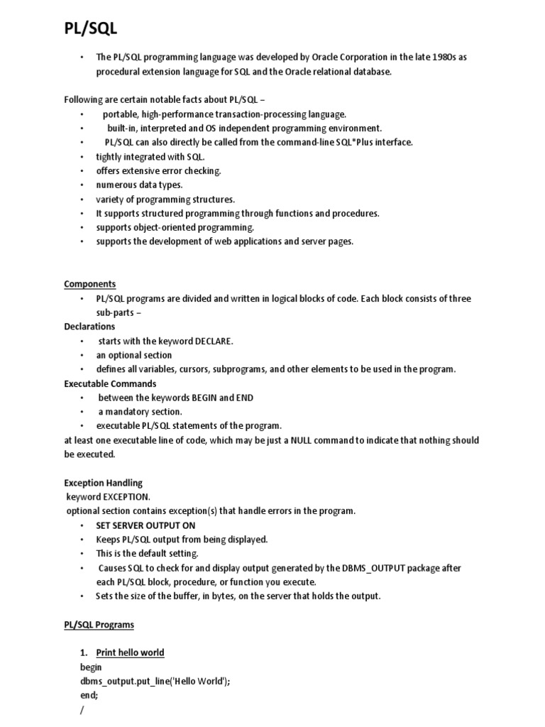 PLSQL & Relational Algebra | PDF | Pl/Sql | Relational Model