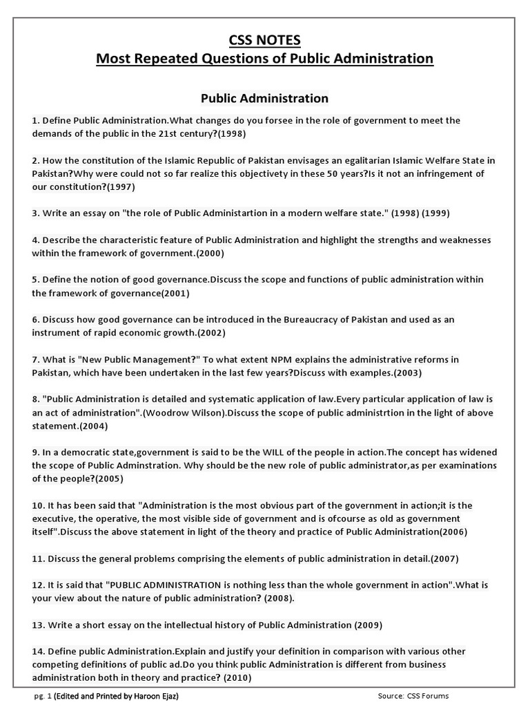 CSS Notes | PDF | Bureaucracy | Public Administration