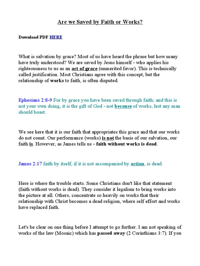 Faith and Works: A Biblical Perspective | PDF | Good Works | Grace In ...