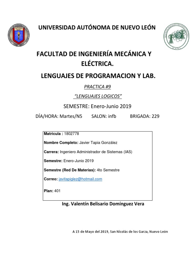 Practica #9 LENPRO | PDF
