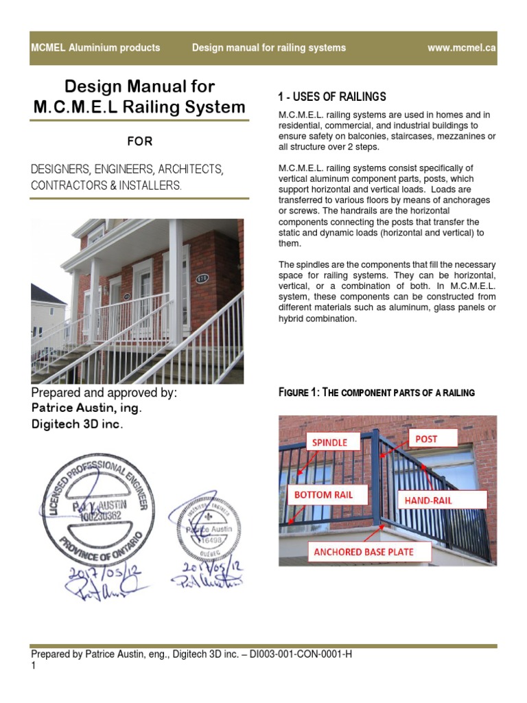 Design Manual For M.C.M.E.L Railing System: 1 - Uses of Railings ...