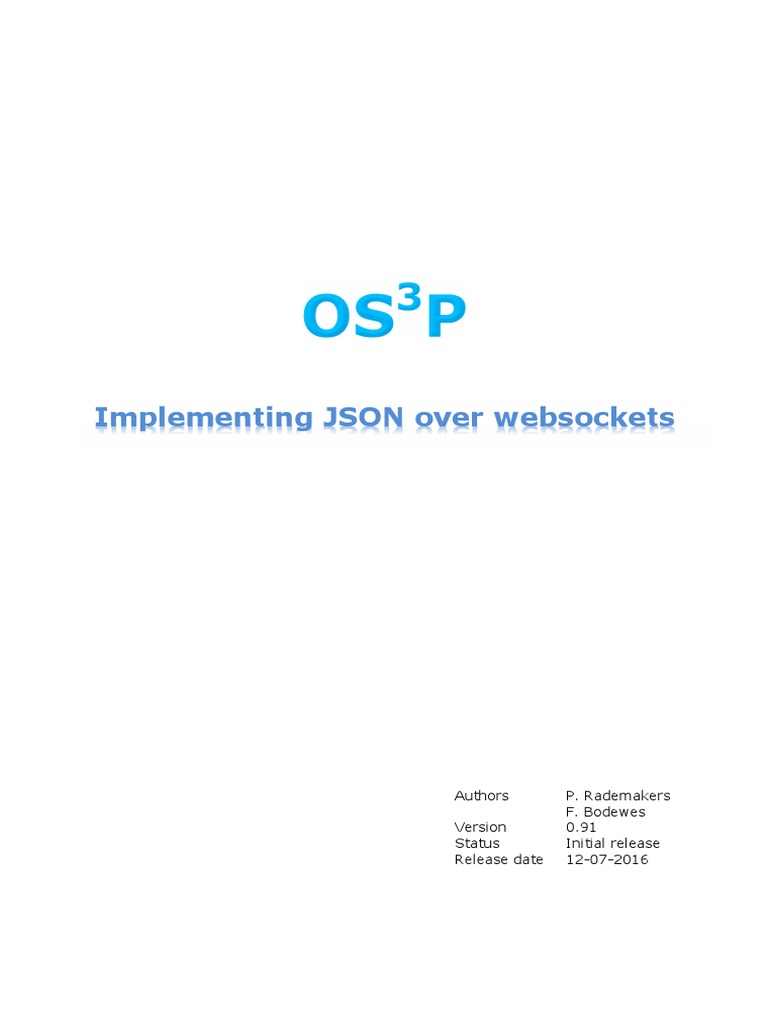 Annex 7 - JSON Over Websockets - Implementation Guide v0.91 | PDF ... Annex 7 - JSON Over Websockets - Implementation Guide v0.91 | PDF ...