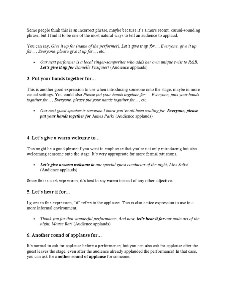 Different Ways To Ask For Clap | PDF | Applause