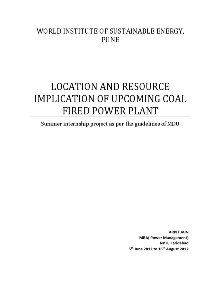 Location and Resource Implication of Upcoming Coal Fired Power Plant ...