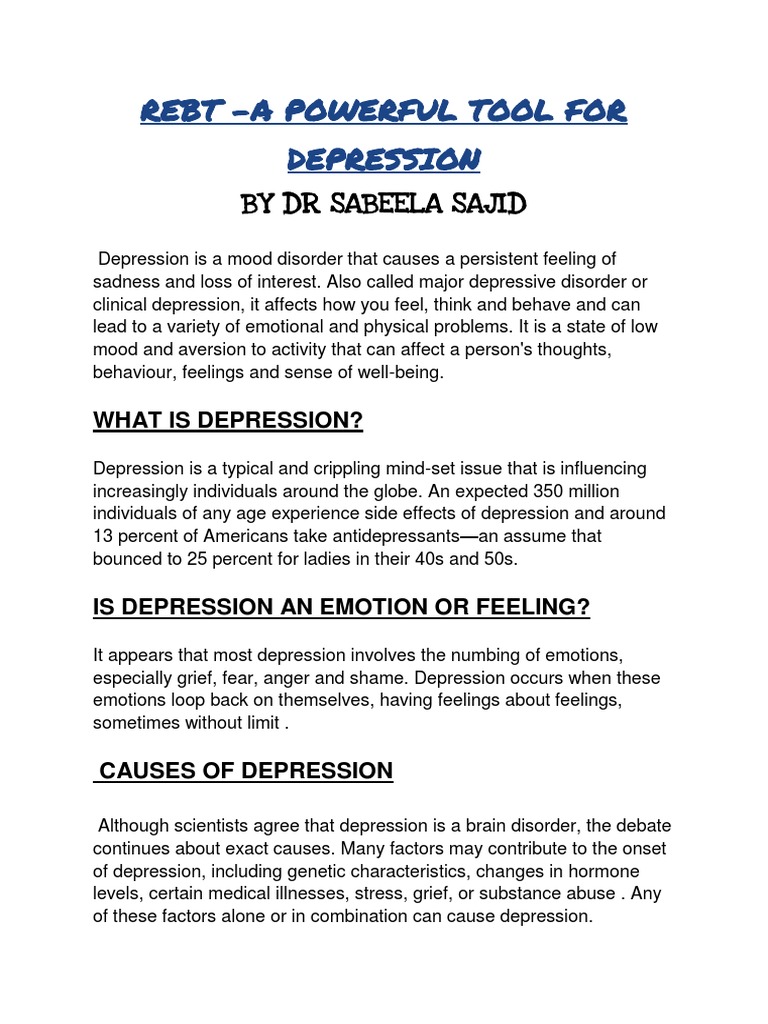 Rebt - A Powerful Tool For Depression: by DR Sabeela Sajid | Download ...