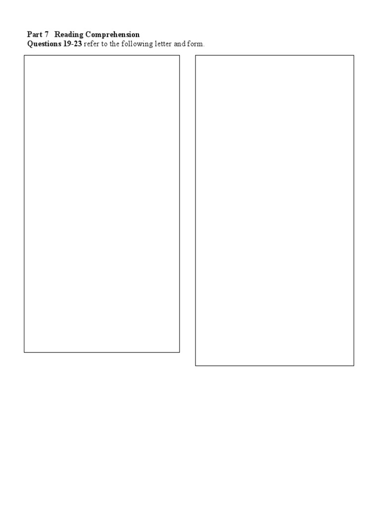 Part 7 Reading Comprehension Questions 19-23 Refer To The Following ...