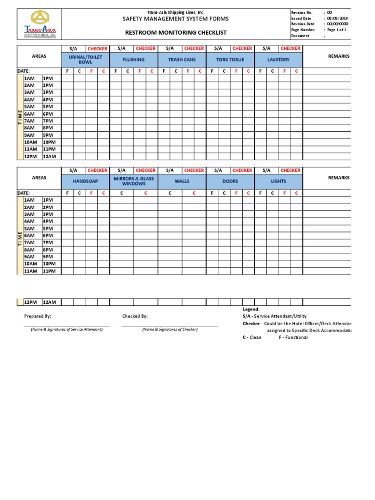 Restroom Monitoring Checklist | PDF | Public Toilet | Toilet