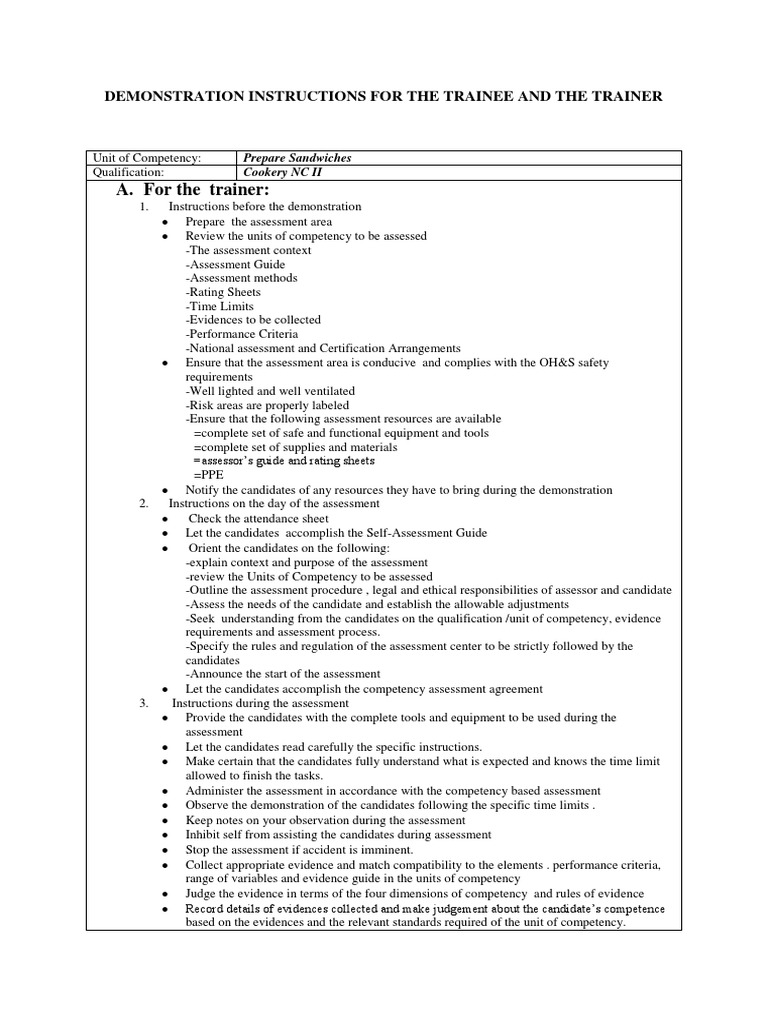 12 - DEMONSTRATION INSTRUCTION FOR THE TRAINEE AND THE TRAINER Rev01 ...